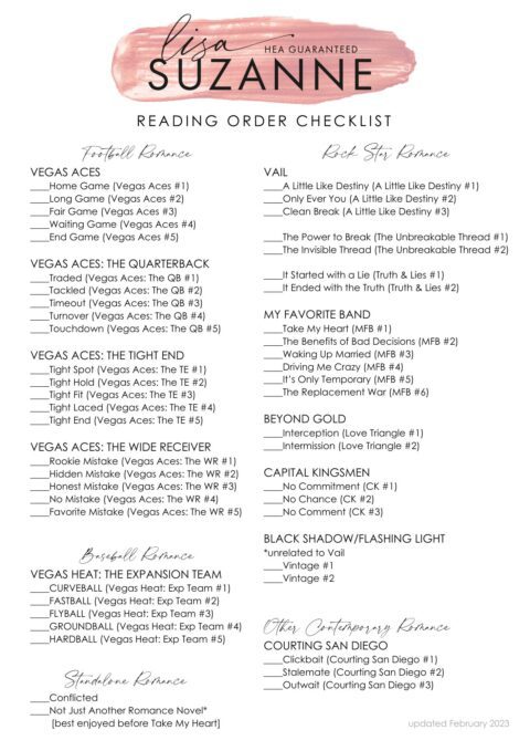 Reading Order | Author Lisa Suzanne