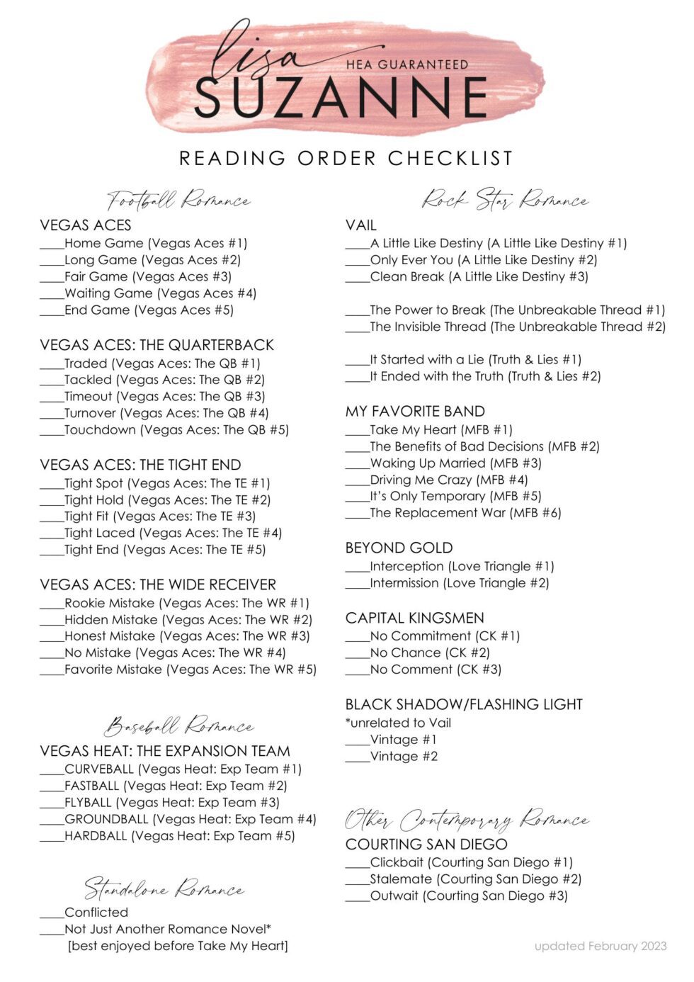 Reading Order | Author Lisa Suzanne