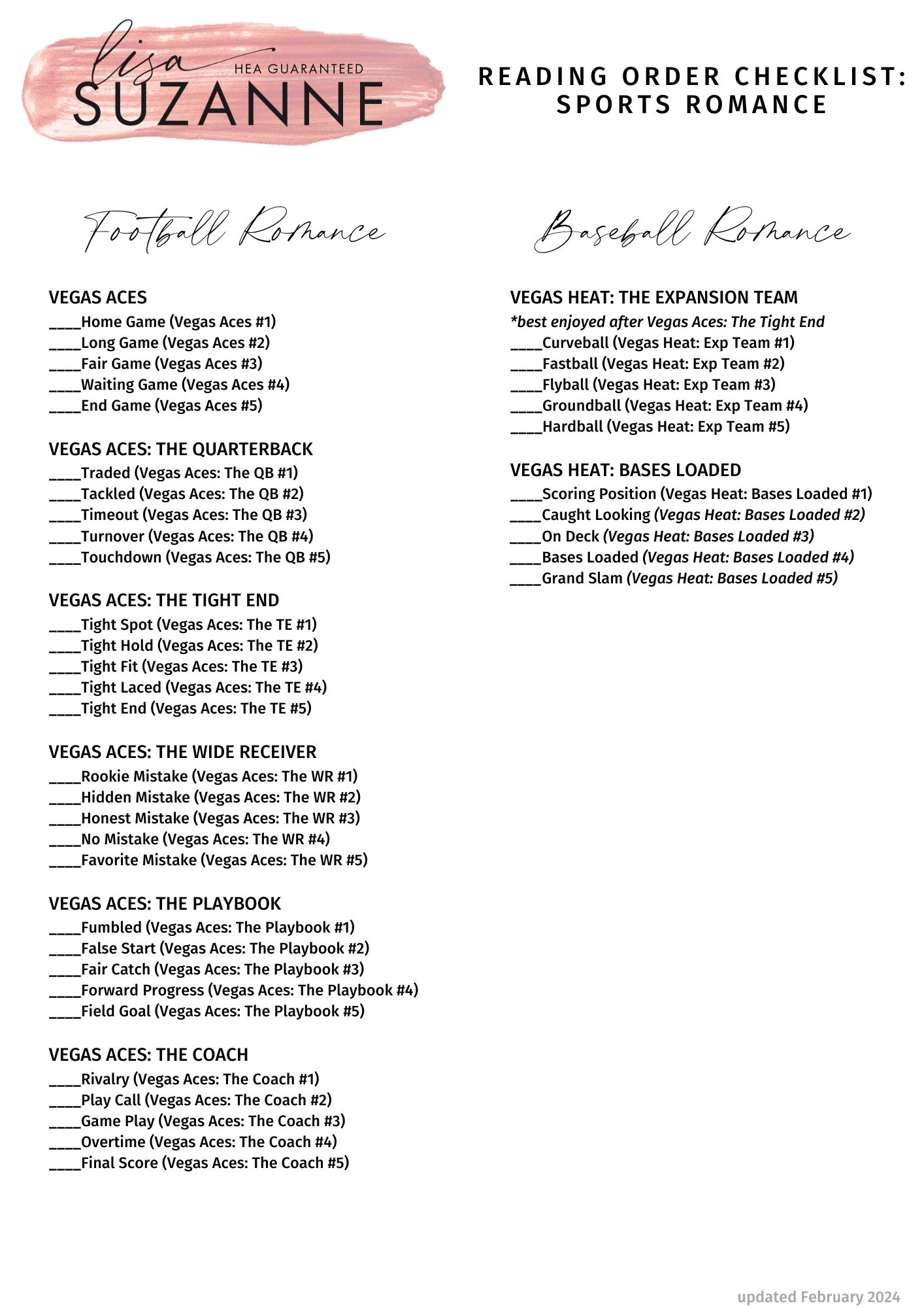 Reading Order | Author Lisa Suzanne